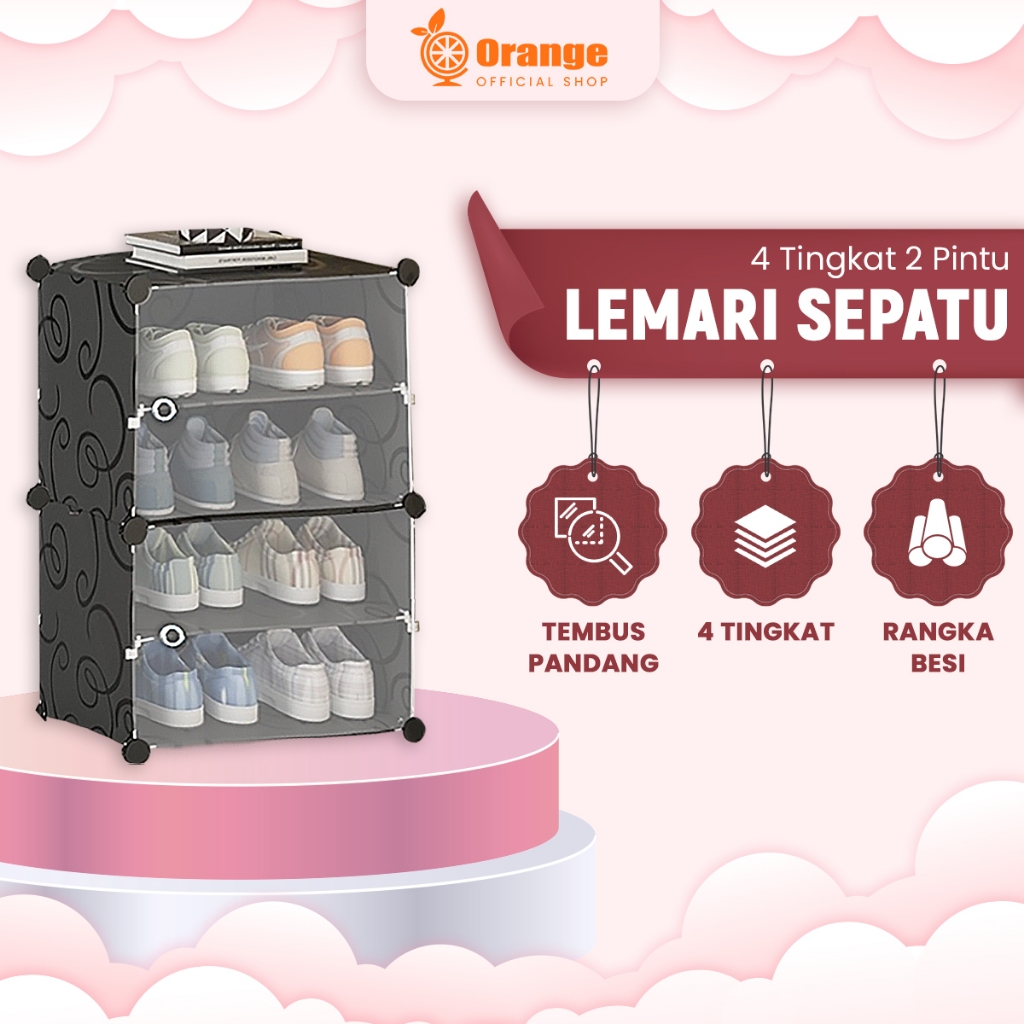 Jual Rak Sepatu Portable 2 Kolom 4 Kotak Sepatu Tebal Tertutup Anti ...