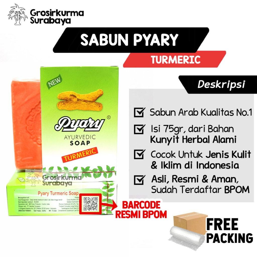 Jual [ORIGINAL BPOM] SABUN PYARY Turmeric Ayurvedic 75gr Dari Arab ...