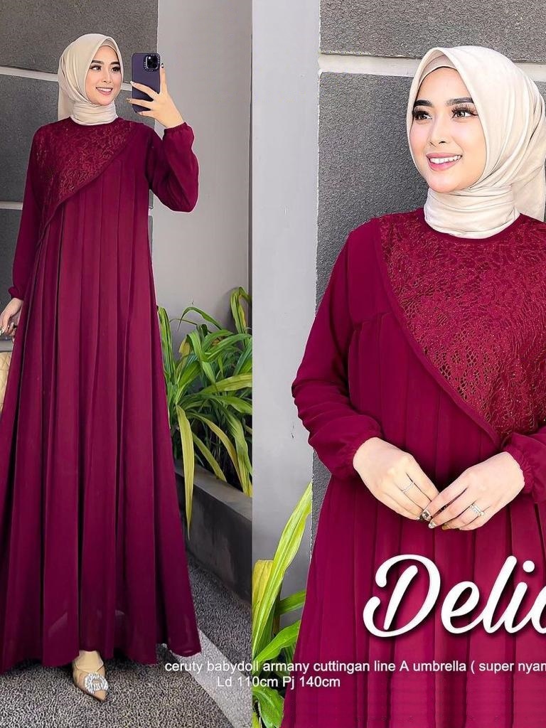 Jual GAMIS PESTA MEWAH ELEGAN MIX BROKAT BAHAN CERUTYBABYDOL FULL PURING DRESS PESTA MEWAH ...