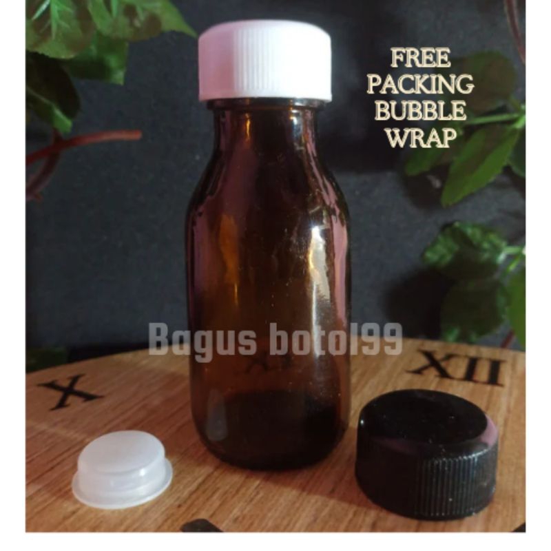 Jual botol kaca 60ml kaca amber tutup ulir luar dalam | Shopee Indonesia