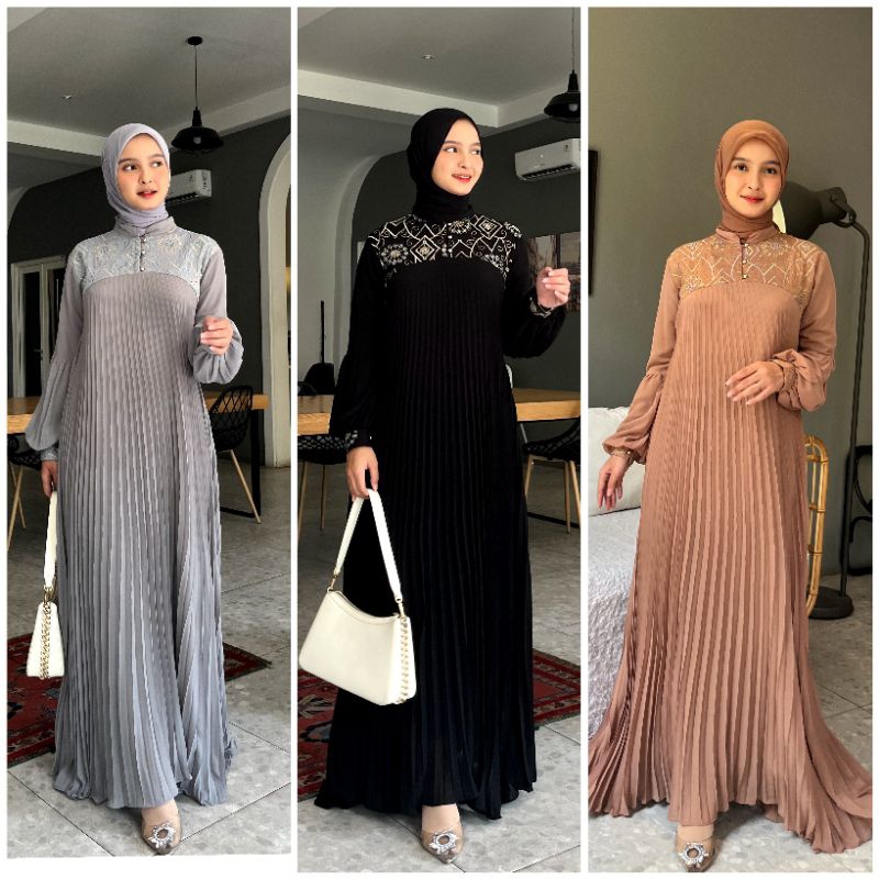 Jual Nesya Dress Series Pleats Seragam Bridsemaid Kondangan Mewah ...