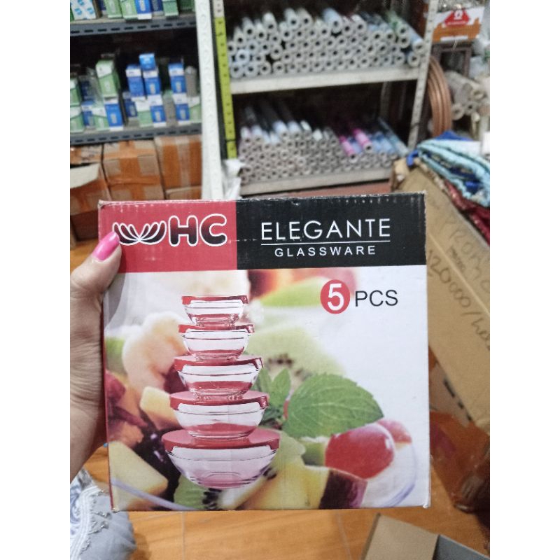 Jual Mangkok Kaca Susun Beranak Tebal/Glass Bowl Set 5 PCS | Shopee ...