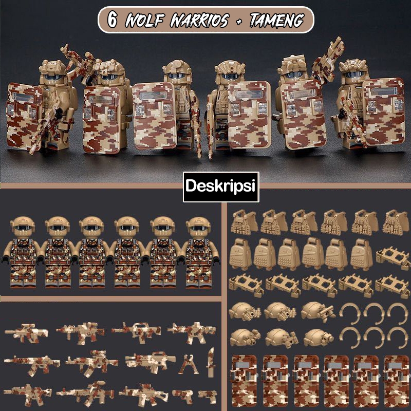 Jual Mainan balok Military Minifigure army Swat Team Pack Building ...