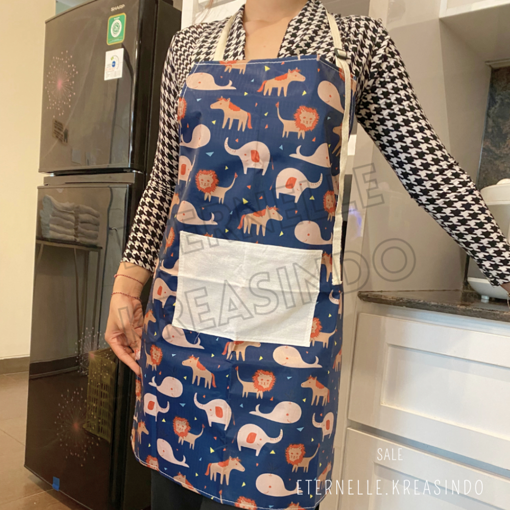Jual [100% FOTO ASLI] CELEMEK WATERPROOF / APRON MASAK / CELEMEK DAPUR ...