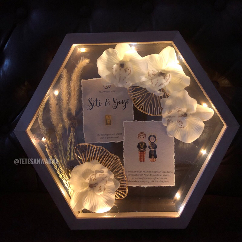 Jual Mahar Rustik Fram HEXAGONAL - bisa request warna bingkai bunga ...