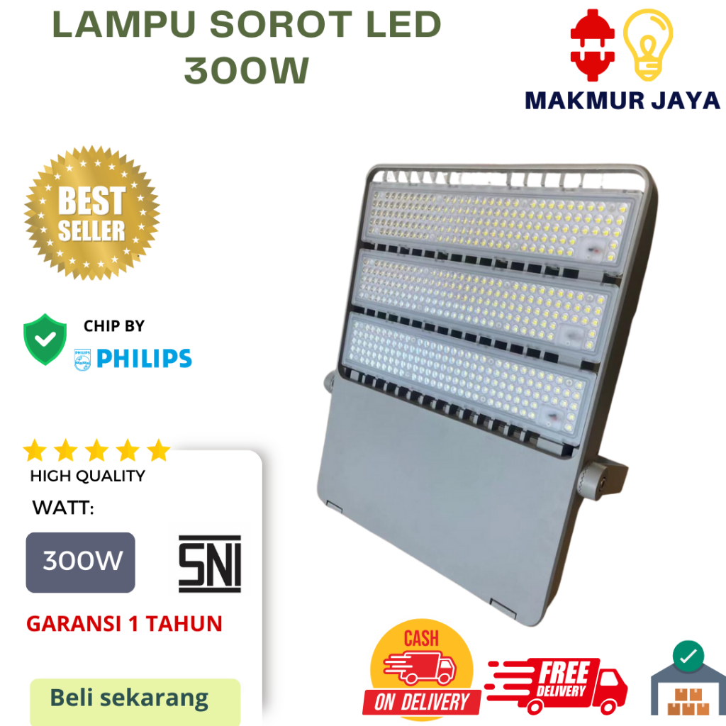 Jual LAMPU SOROT LED 300W / SOROT TEMBAK OUTDOOR 300WATT GARANSI IP65 | Shopee Indonesia