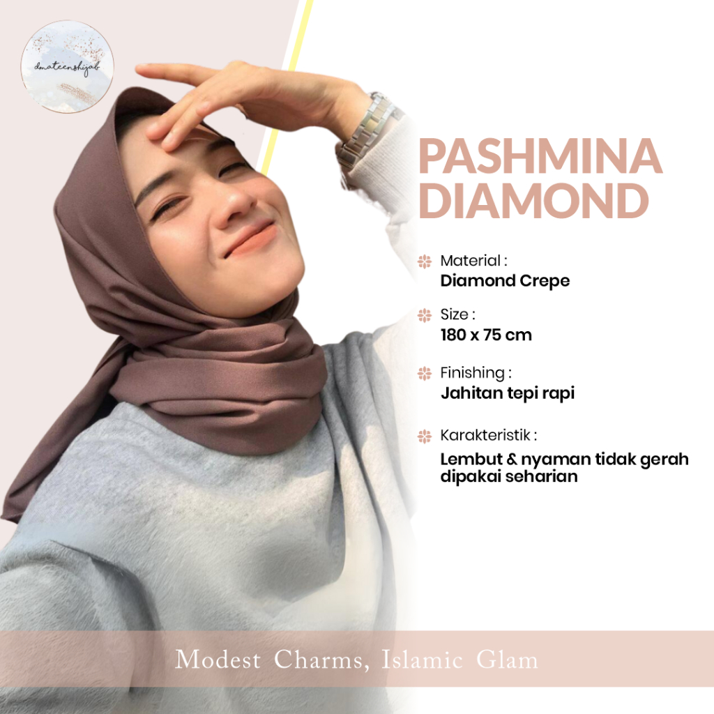 Jual Pashmina Diamond Polos Jilbab Persegi Panjang Bahan Diamond Crepe ...