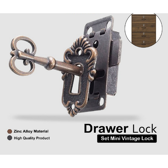 Jual Drawer Lock Set Kunci Kuncian Pintu Laci Lemari Rumah Vintage ...
