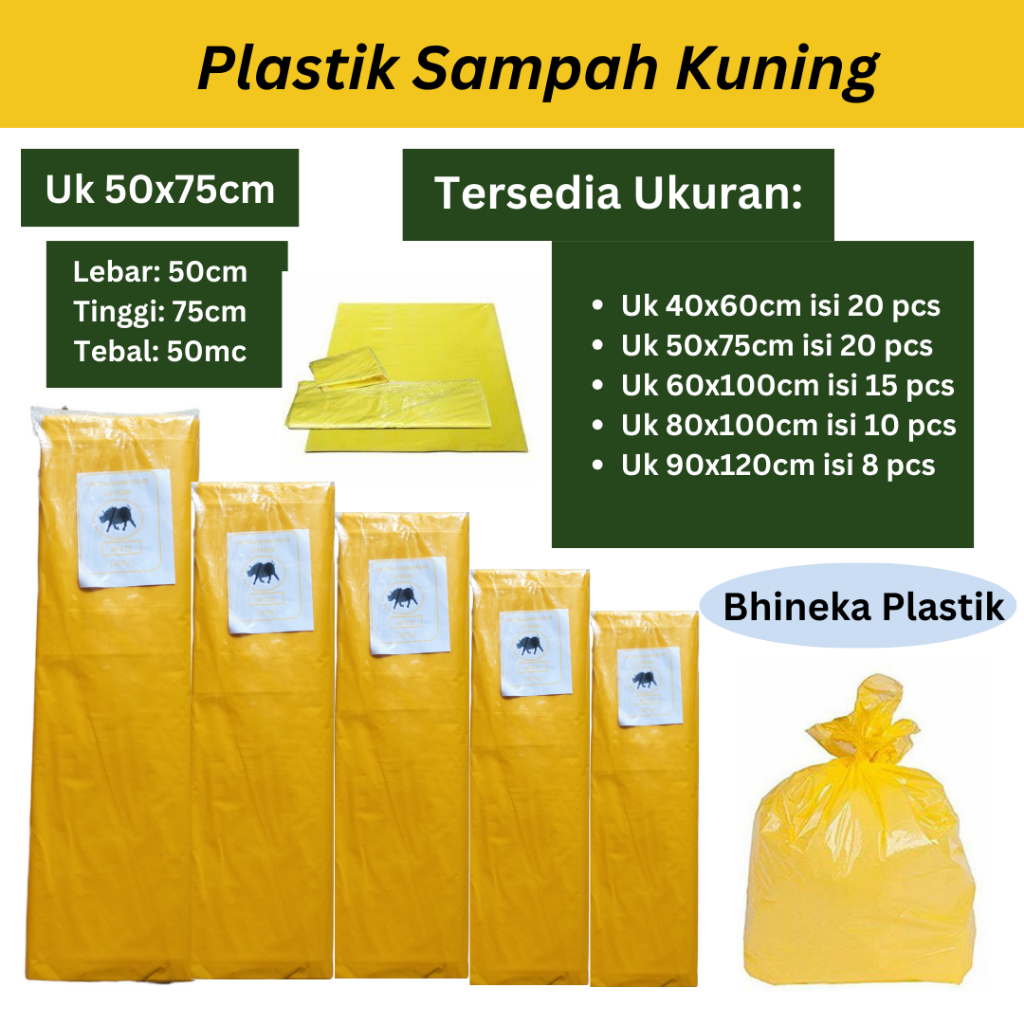 Jual Kantong Plastik sampah Kuning uk 50x75, Plastik kuning Medis ...
