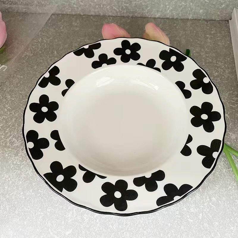Jual Aesthetic Monochrome Pasta Plate / Piring Pasta Estetik Monochrome ...