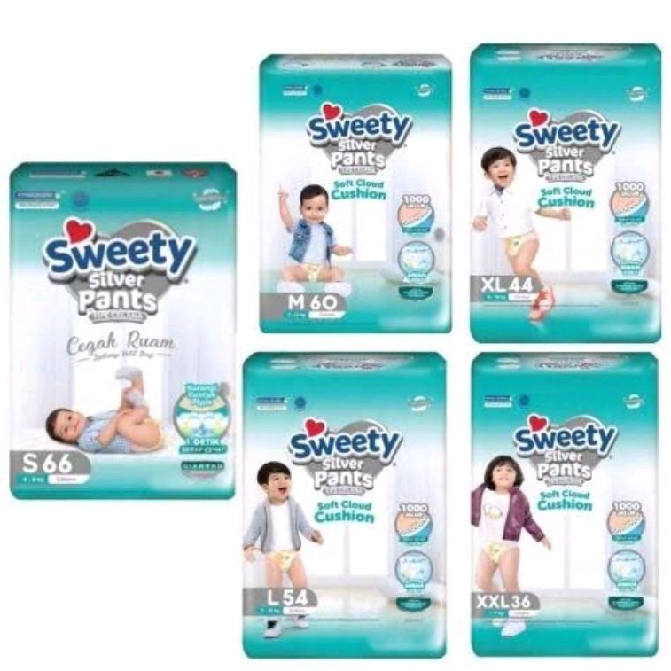 Jual Popok Sweety Silver Pants S66 / M60 / L54 / XL44 / XXL36 Tipe ...