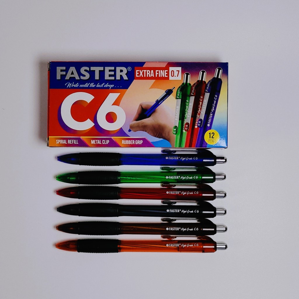 Jual Pena Faster C6 / Pulpen 1 pcs Tinta Warna Biru dan Hitam | Shopee ...