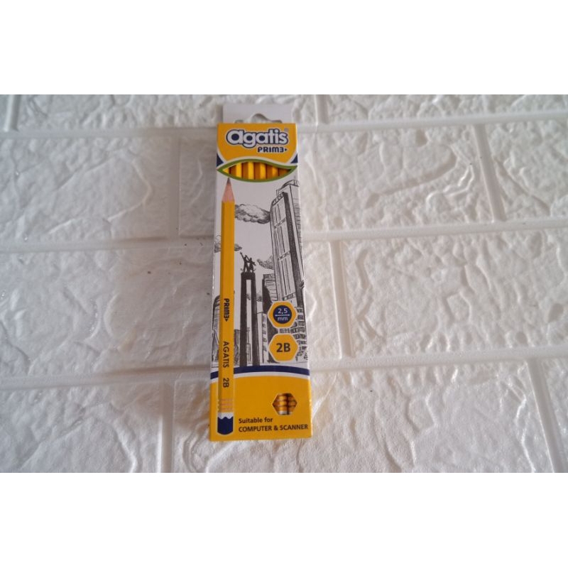Jual Pensil Tulis Agatis Yellow Prime 2B Tebal 2,5mm 1 Box Isi 12 Pcs ...