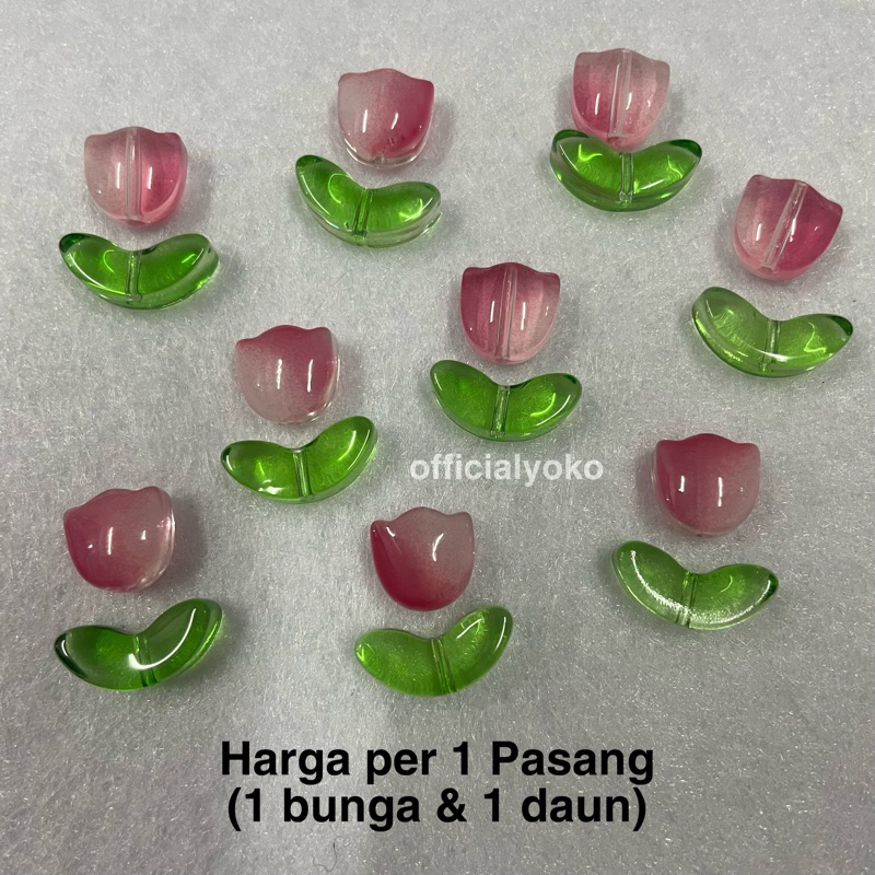 Jual Manik Bunga Tulip (1 pasang isi 1 daun & 1 bunga) | Shopee Indonesia