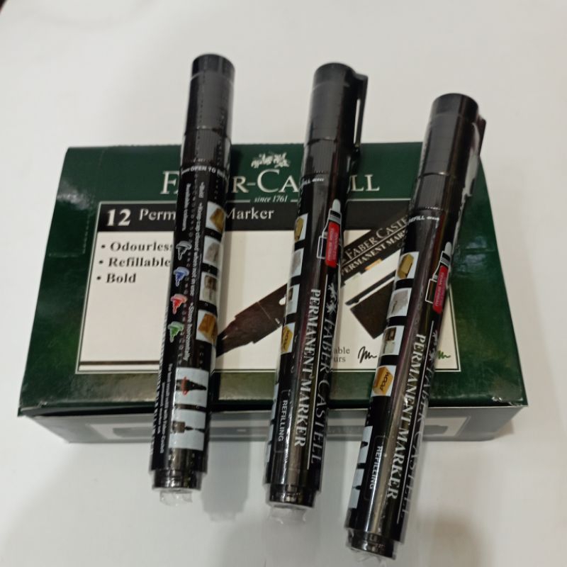 Jual SPIDOL FABER CASTELL PERMANEN MARKER HITAM / pcs | Shopee Indonesia