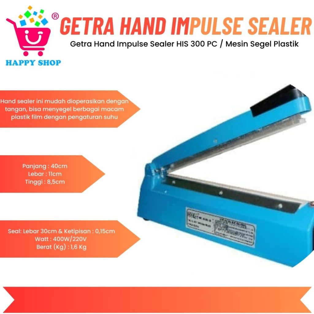 Jual Getra Hand Impulse Sealer HIS 300 PC / Mesin Segel Plastik ...