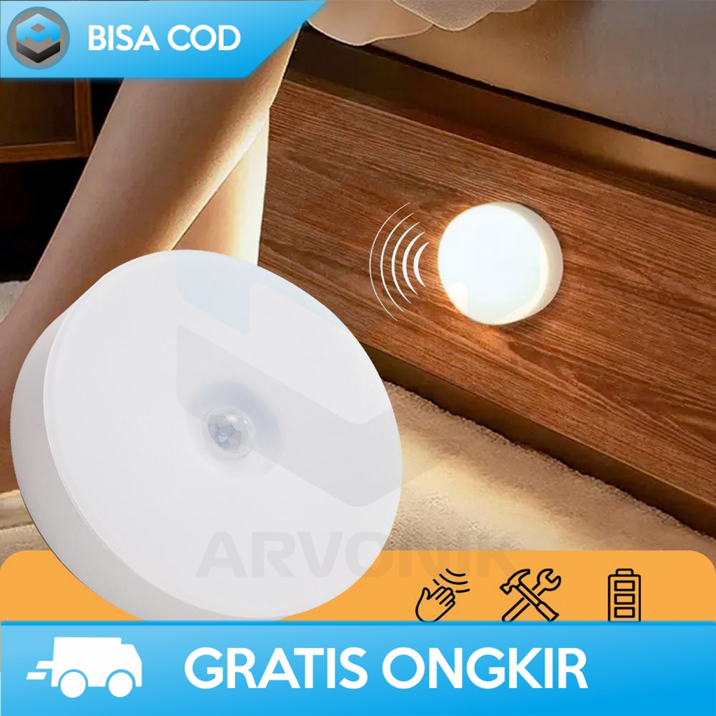 Jual LAMPU SENSOR GERAK OTOMATIS LED MINIMALIS NIGHT LAMP TIDUR TEMPEL ...