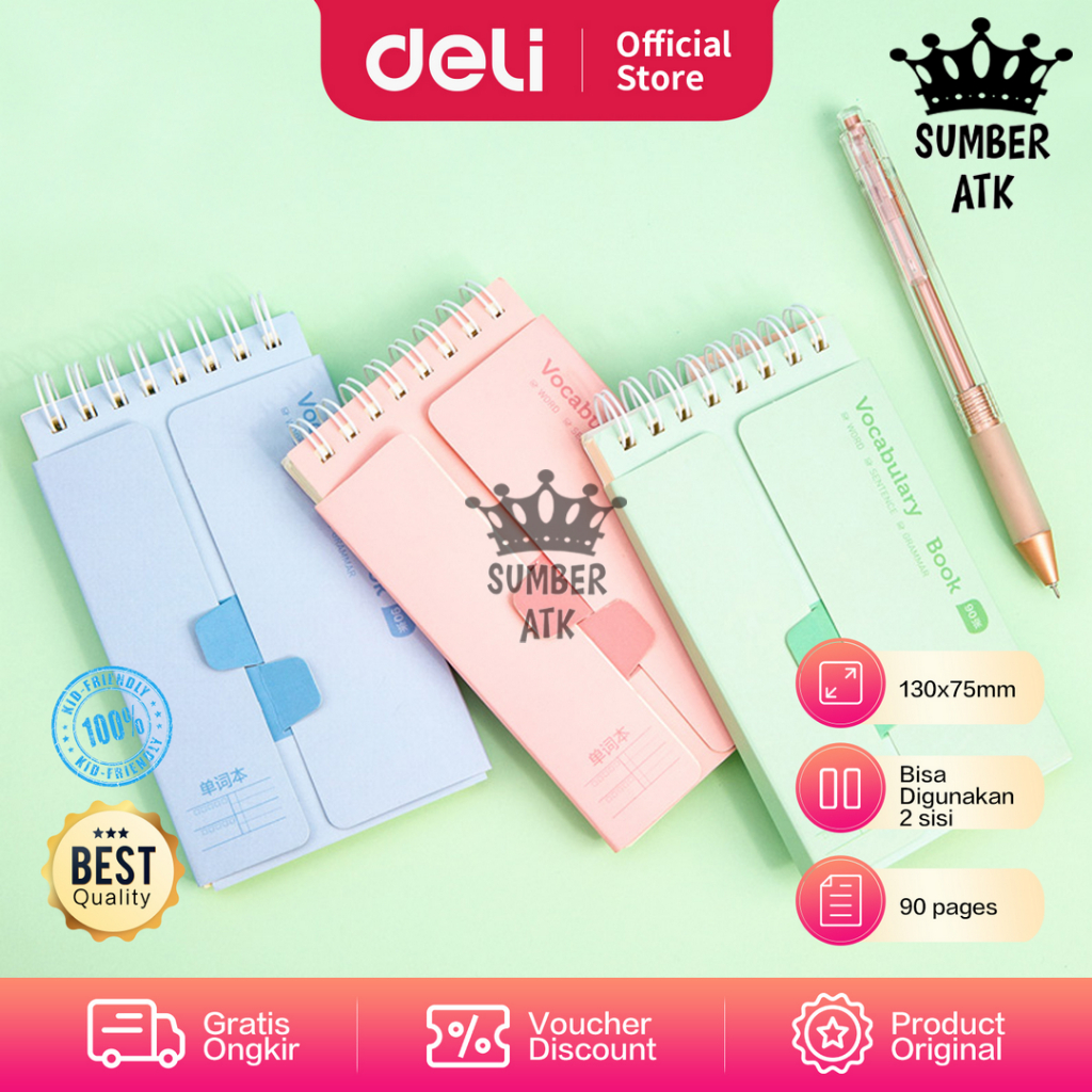 Jual Deli Spiral Notebook / Notes 90 Lembar Kertas 70gsm Desain 2 Sisi ...