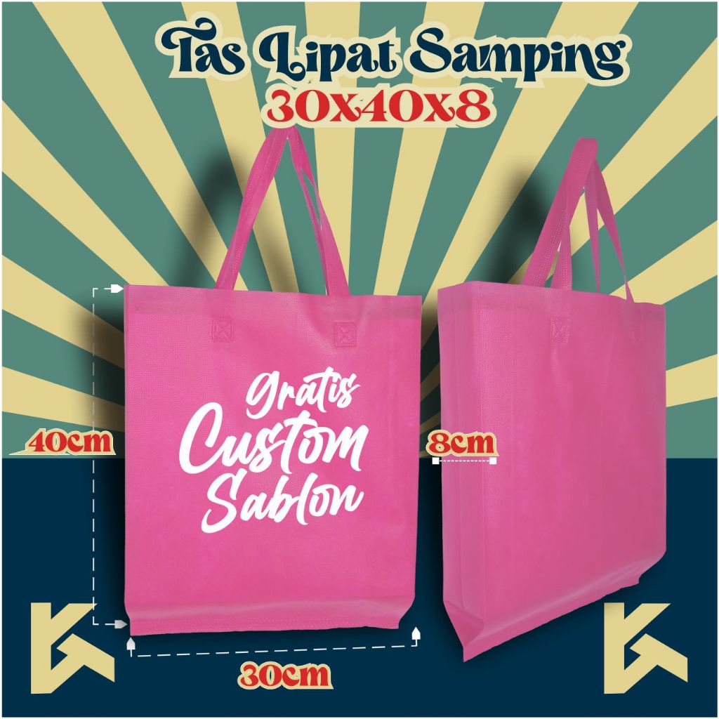Jual TAS SPUNBOND SABLON LIPAT SAMPING 30X40 (SABLON COSTOM) UNTUK TAS ...