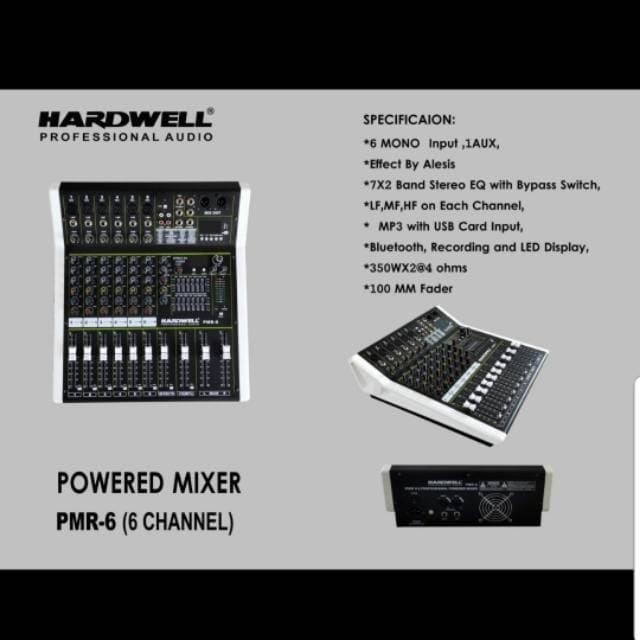Jual Power Mixer Audio HARDWELL PMR6 / PMR 6 USB Bluetooth Recording ORIGINAL HARDWELL | Shopee ...