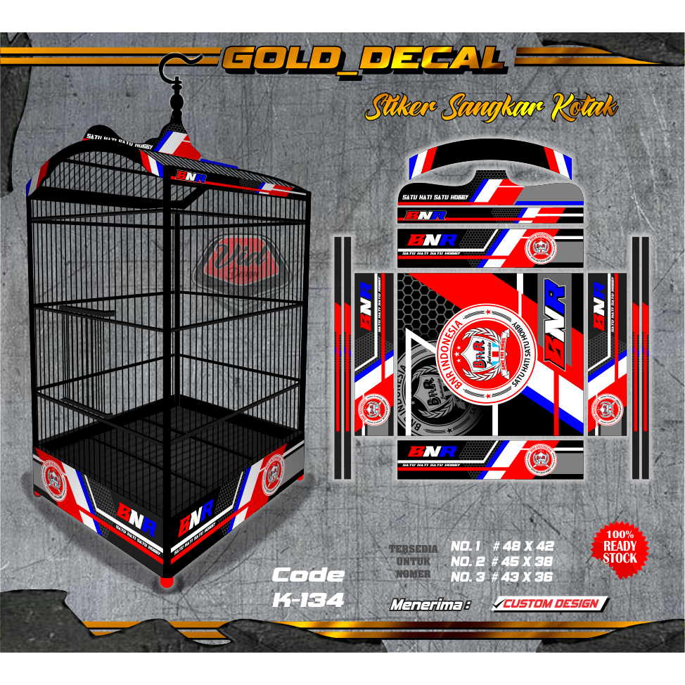 Jual Sticker Sangkar kotak BnR Motif BnR Corak Merah No 1 2 3 | Shopee ...