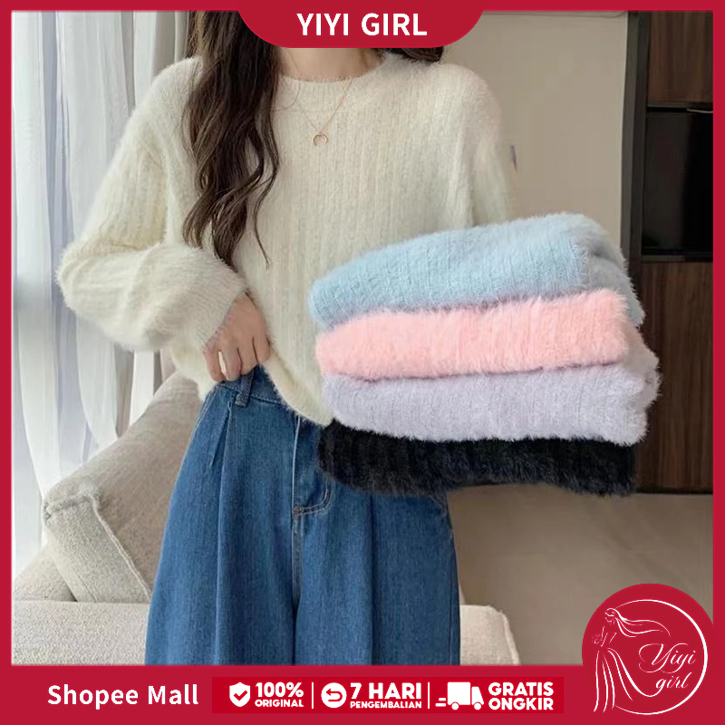 Jual YIYI GIRL Baju Sweater Rajut Wanita Korean Lengan Panjang Knit ...