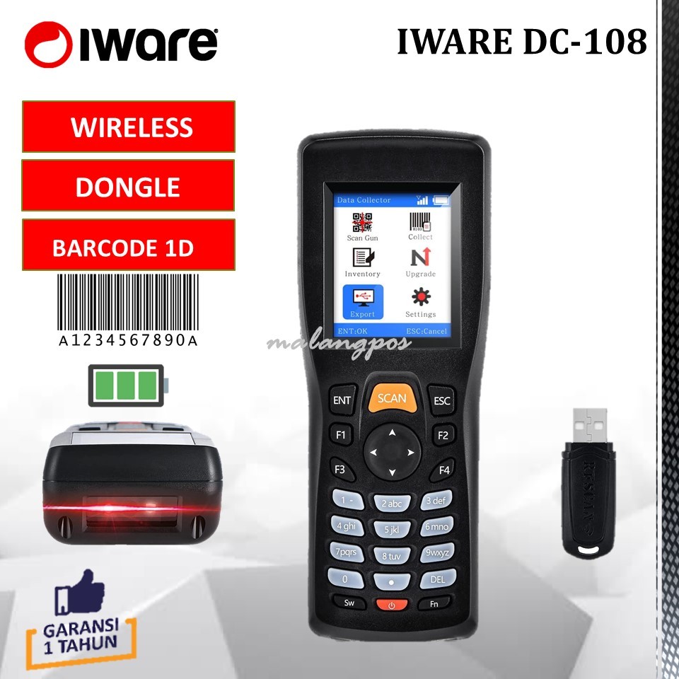 Jual Barcode Scanner PDT Iware DC108 1D Scanner Wireless Iware DC-108 ...
