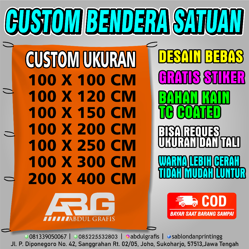 Jual PROMO CETAK BENDERA PRINTING CUSTOM Giantflag(GF) Miniflag(MF ...