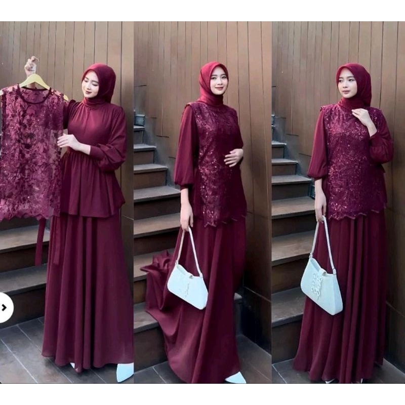 Jual Cintya Dress Polos Gamis Kondangan Perempuan Muslim Bahan Ceruty ...