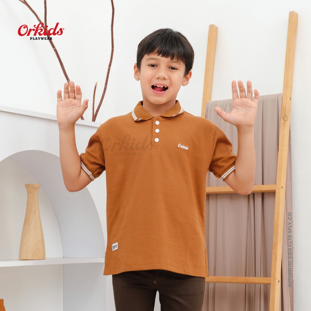 Jual ORKIDS Kaos Polo Anak Laki-Laki Umur 1 - 12 Tahun Baju Kerah Atasan Distro kids Champ Brown ...