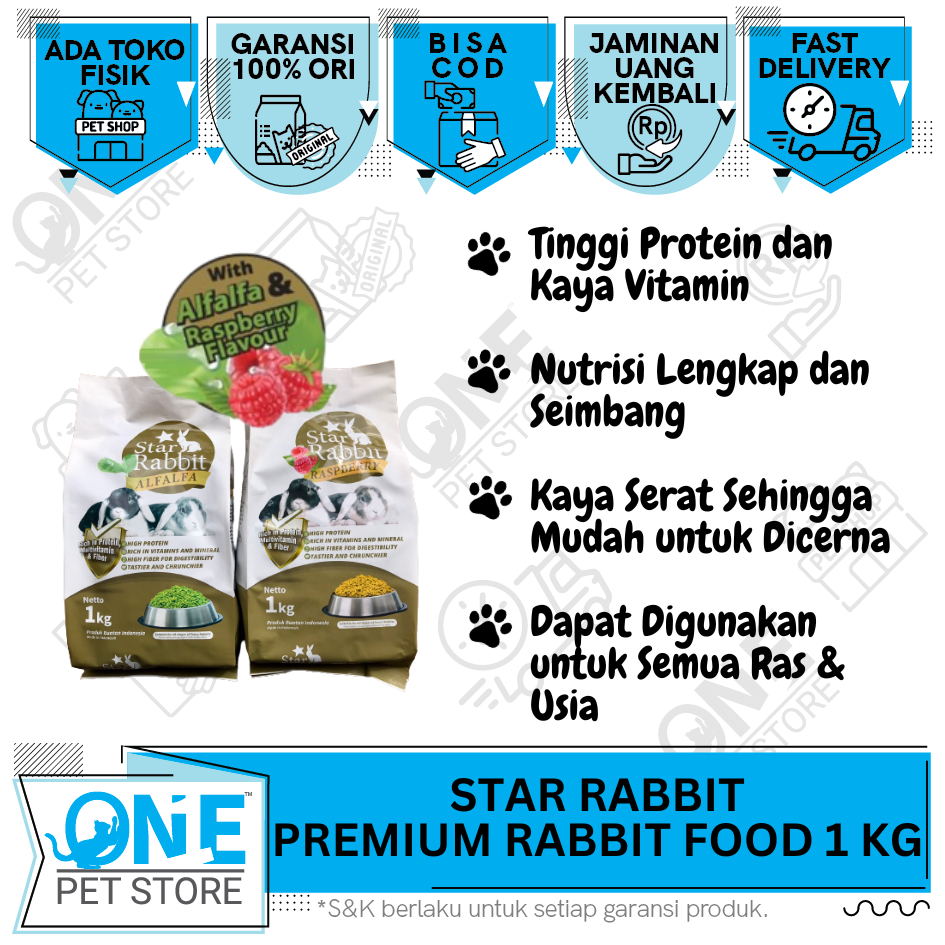 Jual Star Rabbit 1 Kg All Stage / Premium Rabbit Food / Pakan Pelet ...