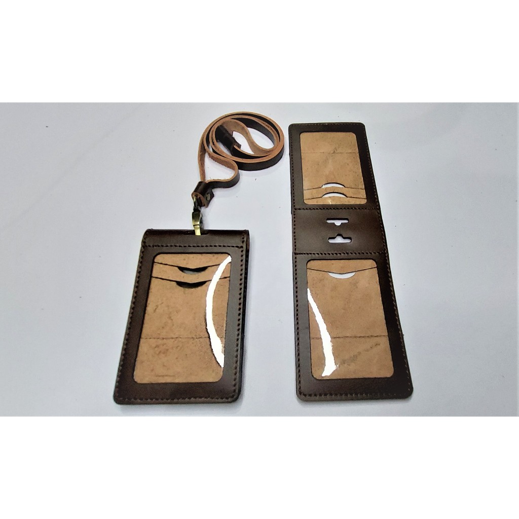 Jual ID Card Kulit Gantungan Id Card 2 sisi Magnet / Name Tag Kulit 2 ...