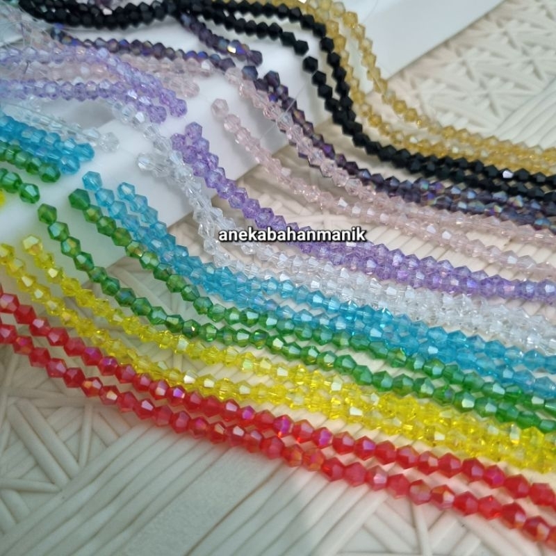 Jual Bahan Craft Manik Kristal Ceko Kerucut/ Ceko Bicone/ Diamond 4mm ...