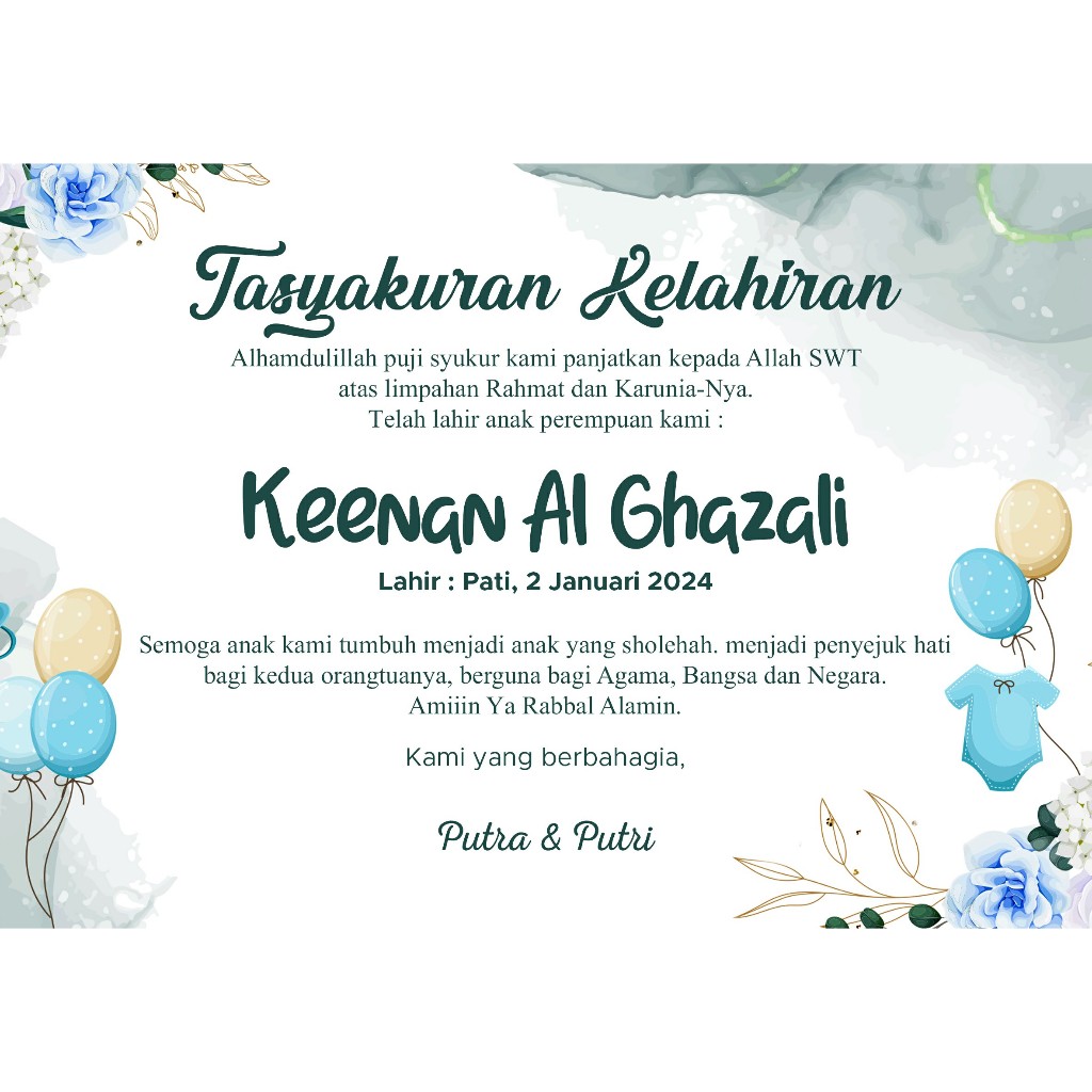 Jual Cetak Stiker /Kartu Tasyakuran Kelahiran, Tasyakuran Aqiqah ...