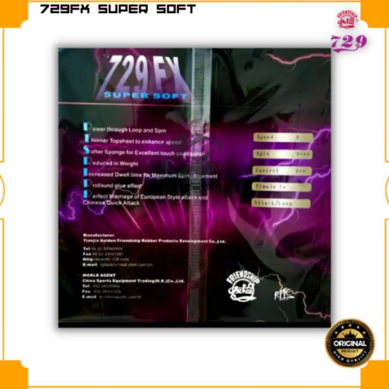 Jual Karet Bet Tenis Meja Friendship 729 Super FX Super Soft FX Cross & Cross Colour Series ...