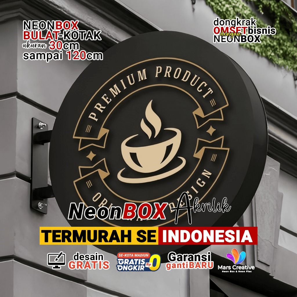 Jual Neon Box Indoor Outdoor 100cm x 100cm Premium Custom 2 Sisi ...