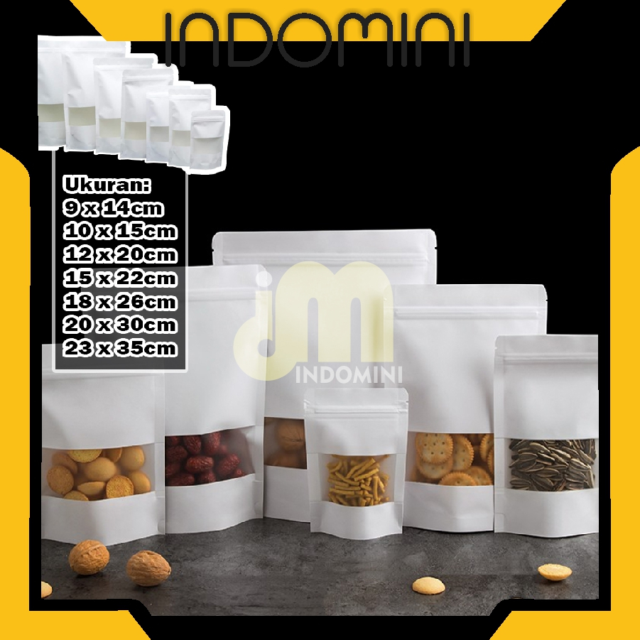 Jual INDOMINI Standing Pouch Craft PUTIH / Ziplock Bag Paper Putih ...