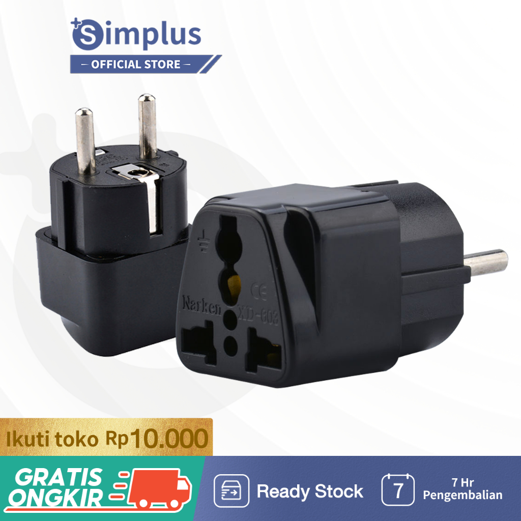 Jual Simplus Adapter Konverter Travel 3 KE 2 Adapter Colokan Listrik ...