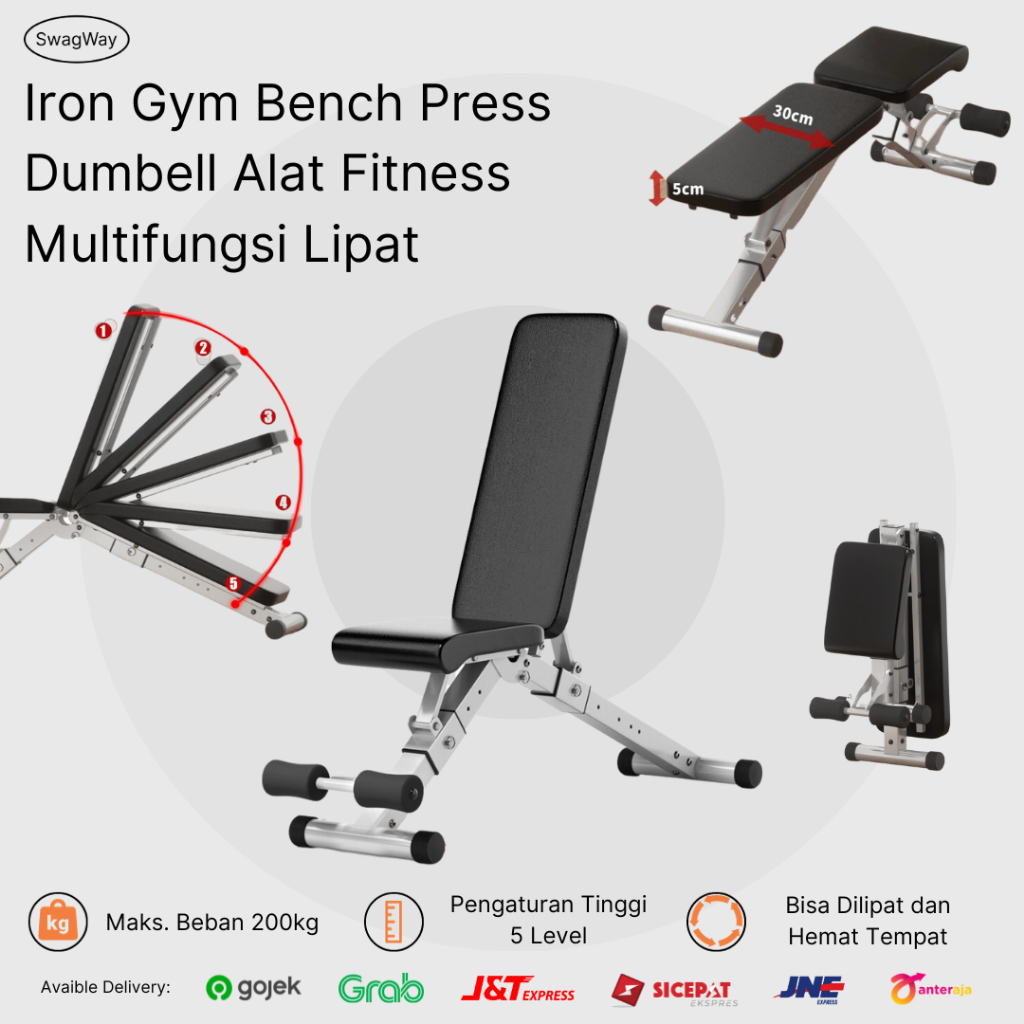 Jual Iron Gym Adjustable Sit Up Incline Decline Fitness Bench Press ...