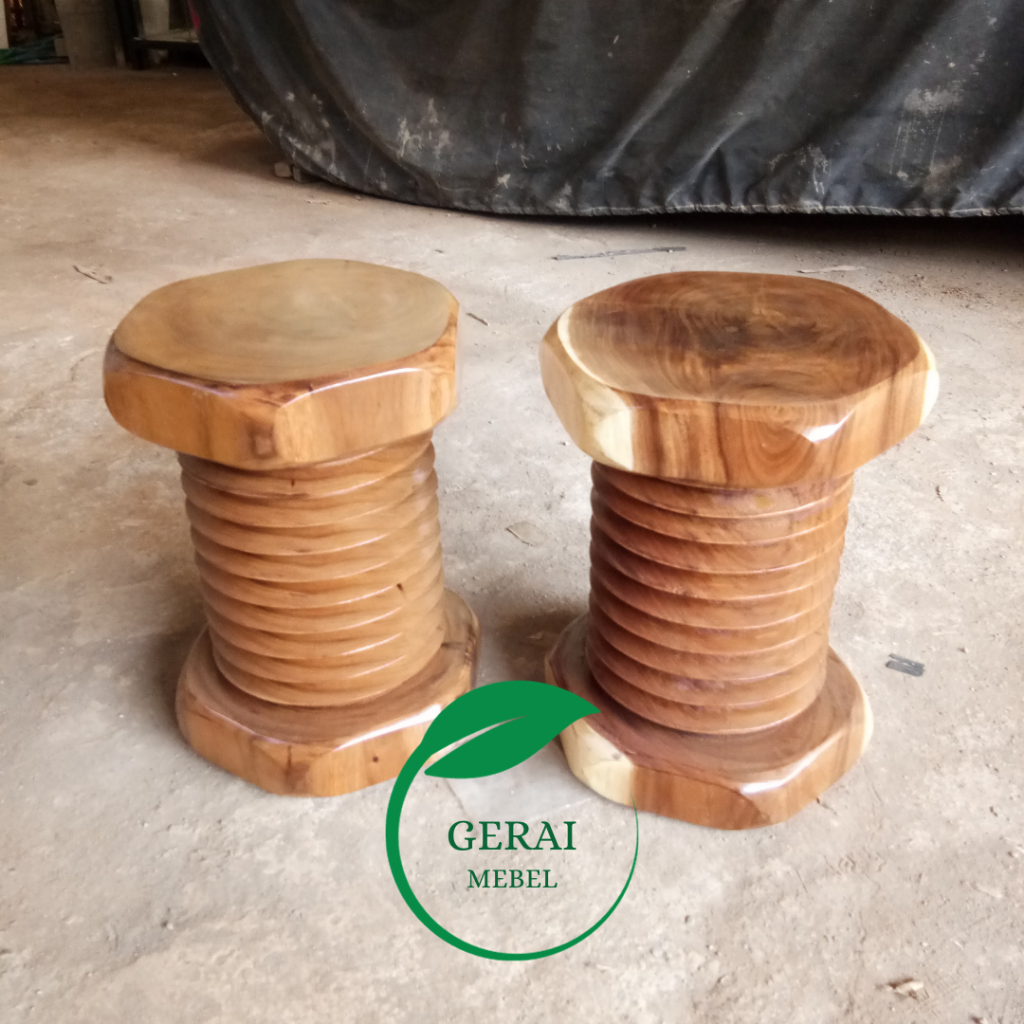 Jual Kursi Stool Unik Kayu Solid Utuh Meja Samping Hias Tanaman Natural ...