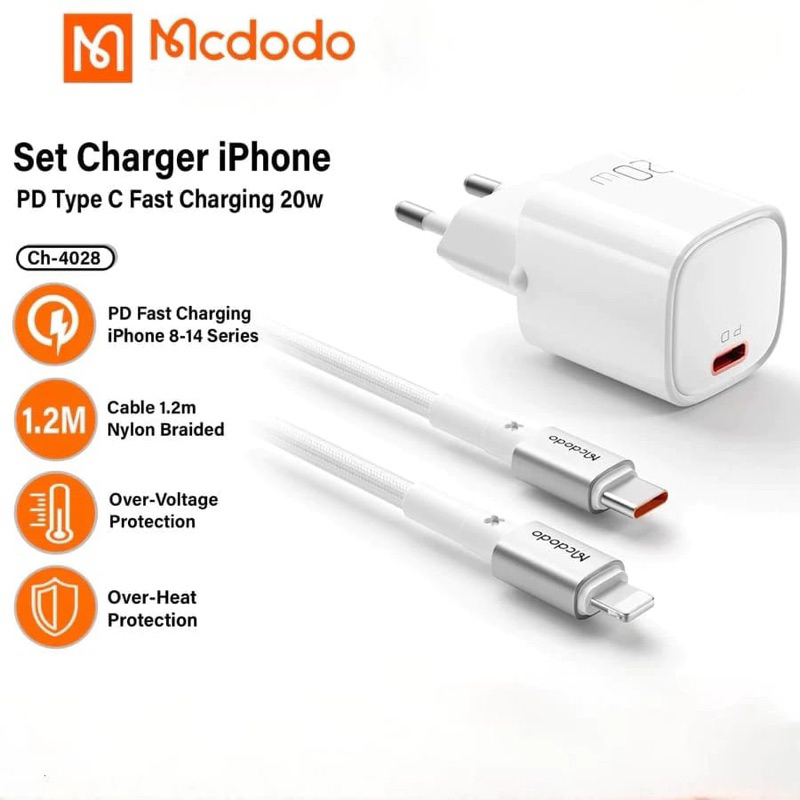 Jual Charger Mcdodo 20W + Kabel Type C To Lightning Fast Charging ...
