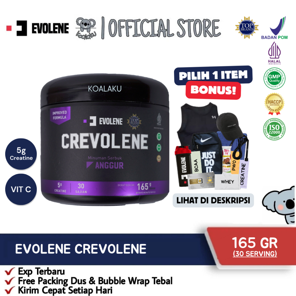 Jual Evolene Crevolene Creatine 30 serving 165 gram 60 serving 330 gram ...