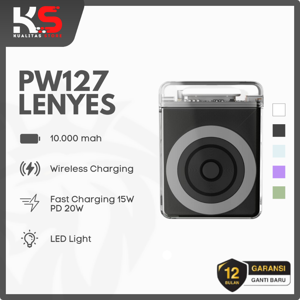 Jual LENYES POWERBANK 10000MAH WIRELESS CHARGING MAGSAFE 15W PLUS 20W ...