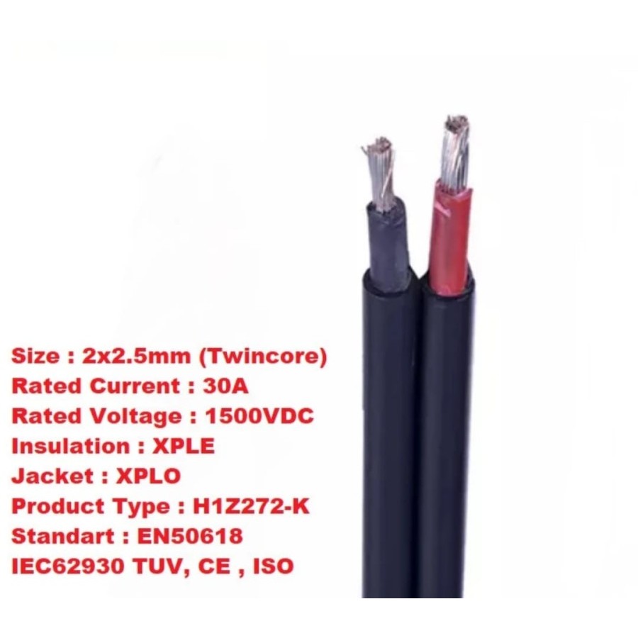 Jual Kabel Solar Panel 2x2,5mm Kabel PV Twin Core 2x2.5 mm | Shopee ...