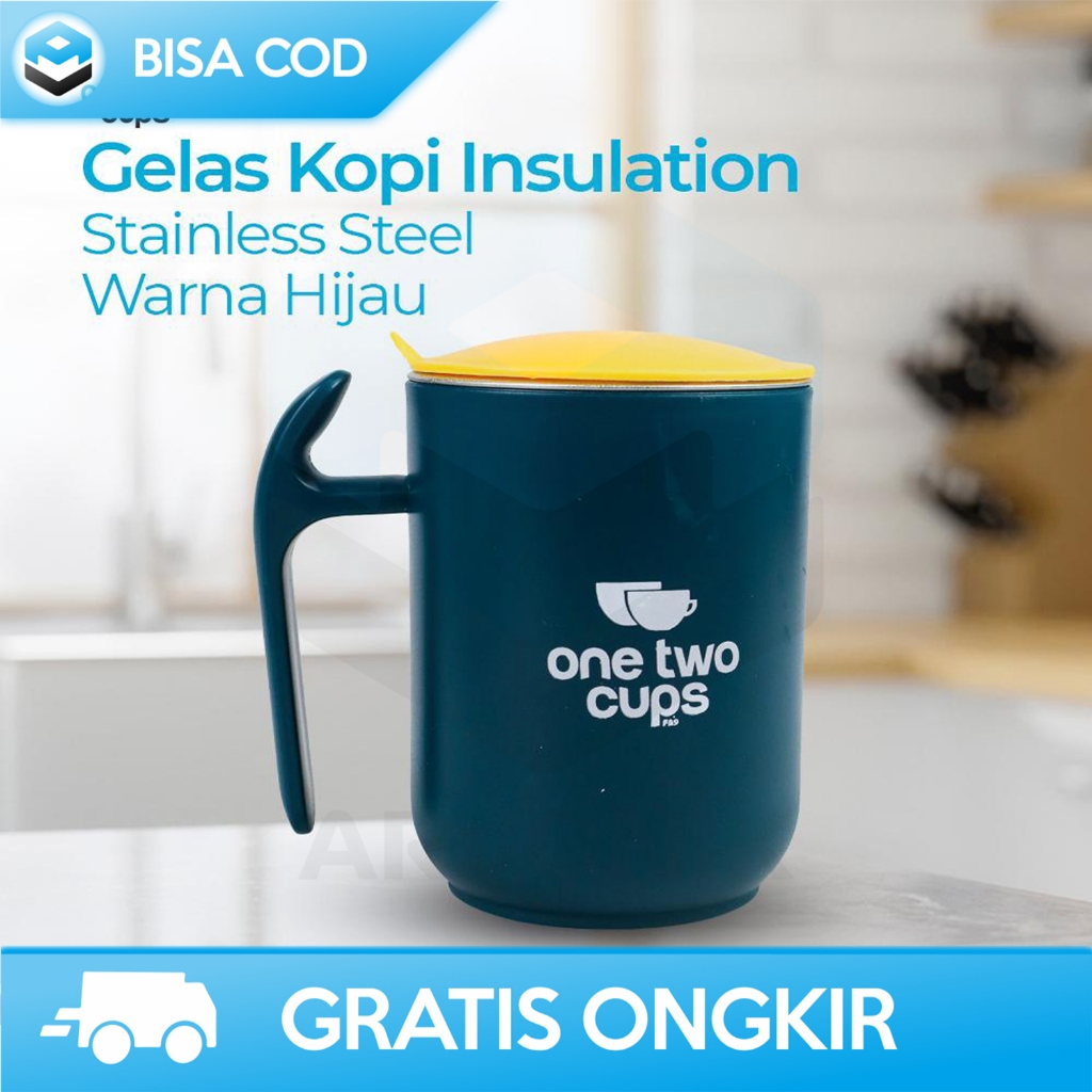 Jual GELAS ESTETIK ONE TWO CUPS KOPI STAINLESS STEEL INSULATION SEALED ...