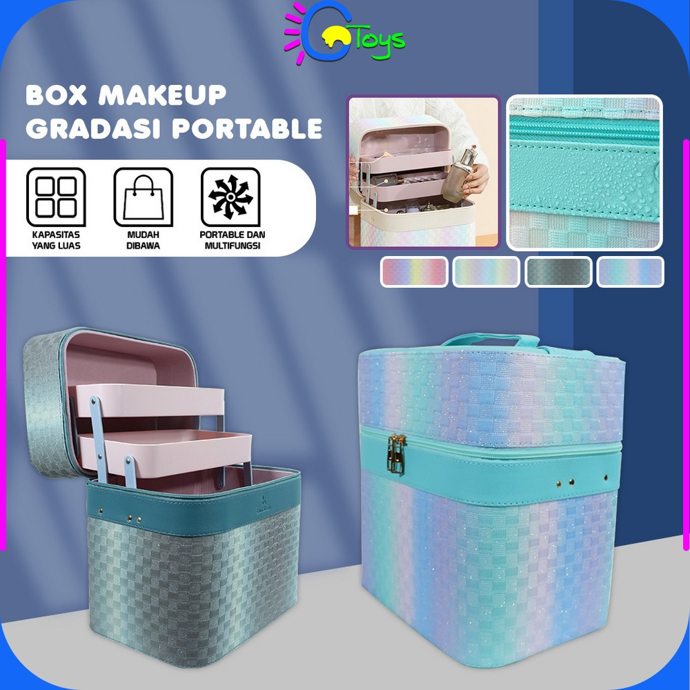 Jual CR-K156 Box Make Up Tas Kosmetik Portable Motif Gradasi Case ...