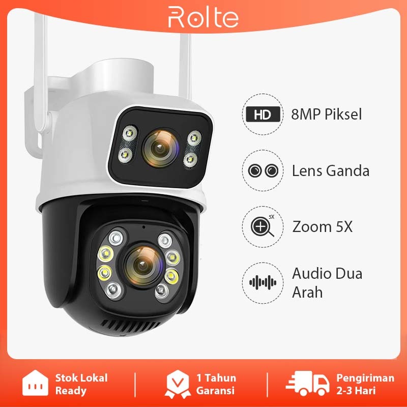 Jual Rolte IP Kamera CCTV 8MP Lensa Ganda Kamera Luar Ruangan WiFi ...