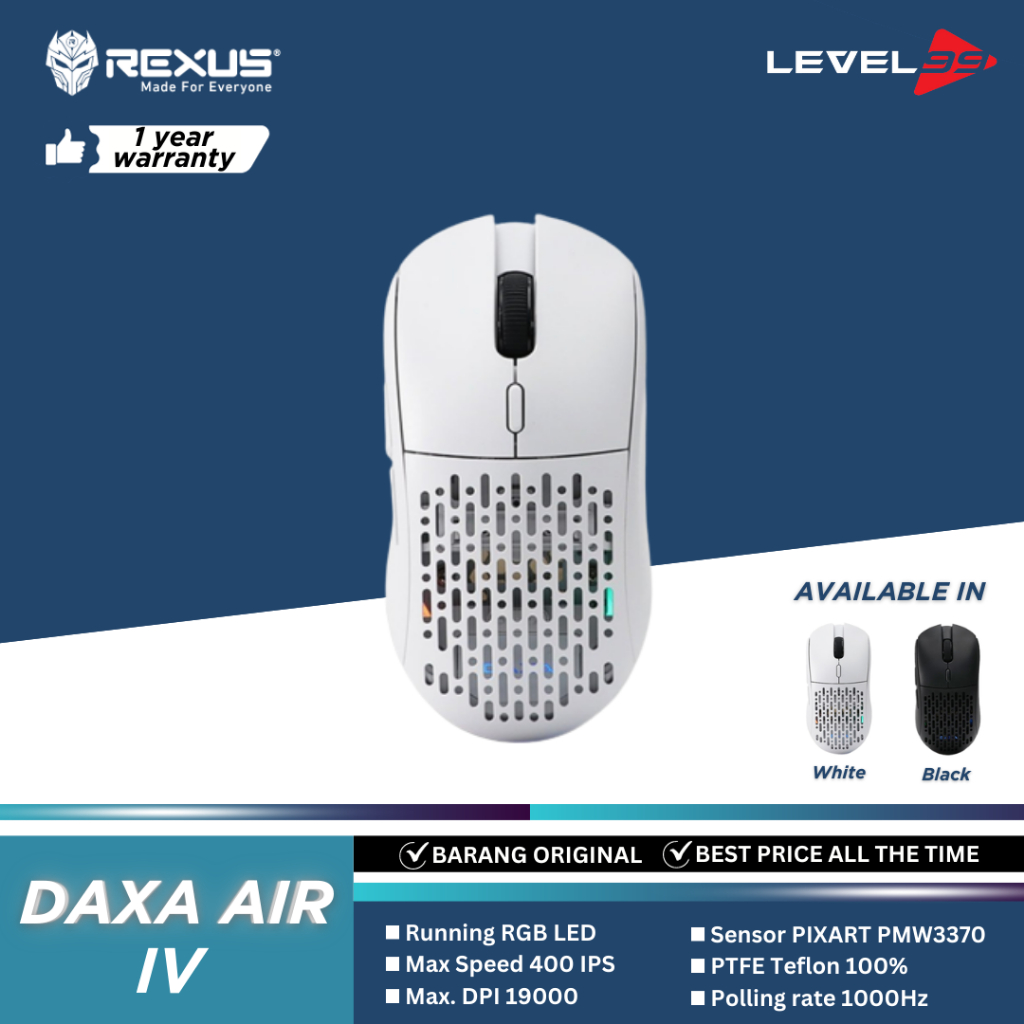 Jual Rexus Daxa Air 4 / Iv Pro Wireless Gaming Mouse Garansi Resmi ...