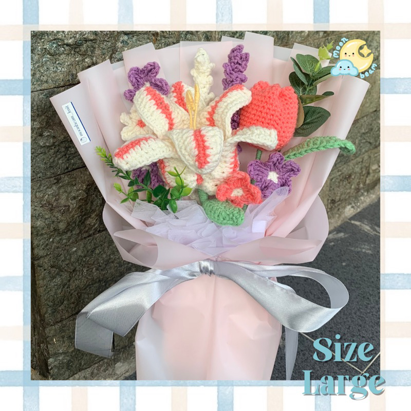 Jual BUKET BUNGA RAJUT LARGE PART 1 / Crochet Bouquet Large by Moon ...
