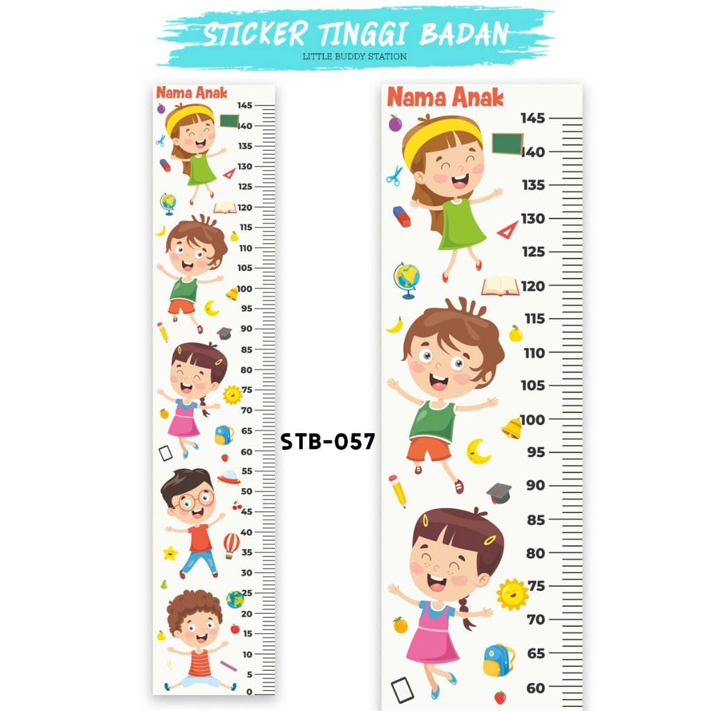 Jual Stiker Pengukur Tinggi Badan Anak Dinding - Custom Nama Growth ...